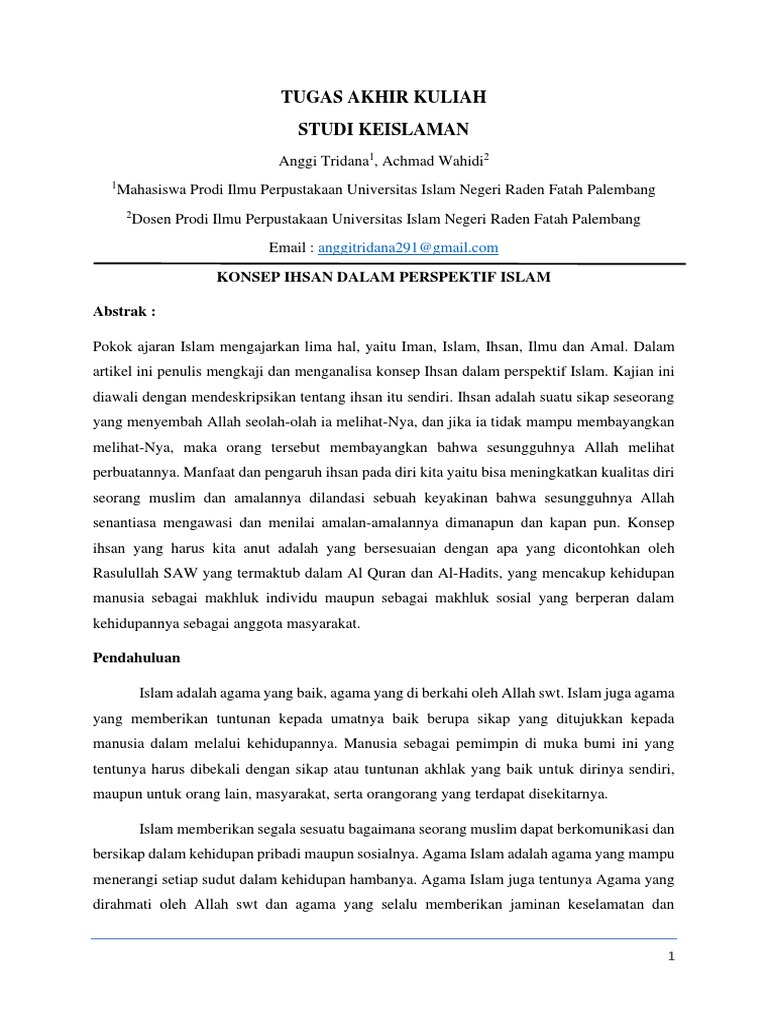 Konsep Ihsan Dalam Perspektif Islam | PDF Konsep Ihsan Dalam Perspektif Islam | PDF