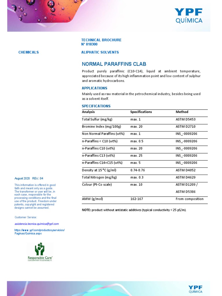 Normal Paraffins Clab: Technical Brochure #818300 Aliphatic Solvents ...