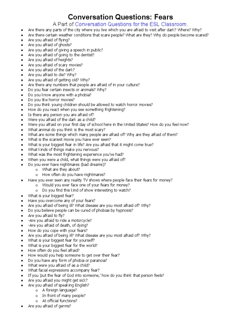 Conversation Questions | PDF | Stress (Biology) | Human Nature