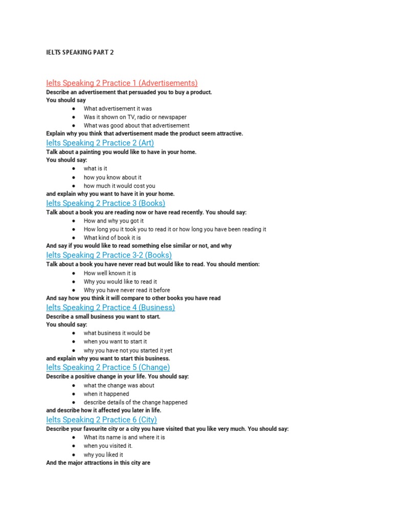 Ielts Speaking 2 Practice 2 (Art) | PDF | Advertising