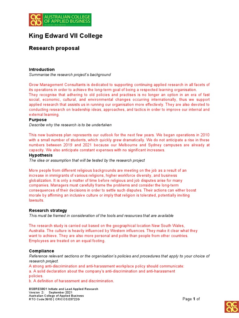 Research Proposal Template | Download Free PDF | Discrimination ...