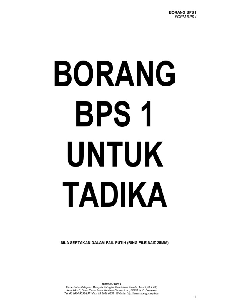 Borang Bps 1 - A (Penubuhan) Tadika Swasta | PDF