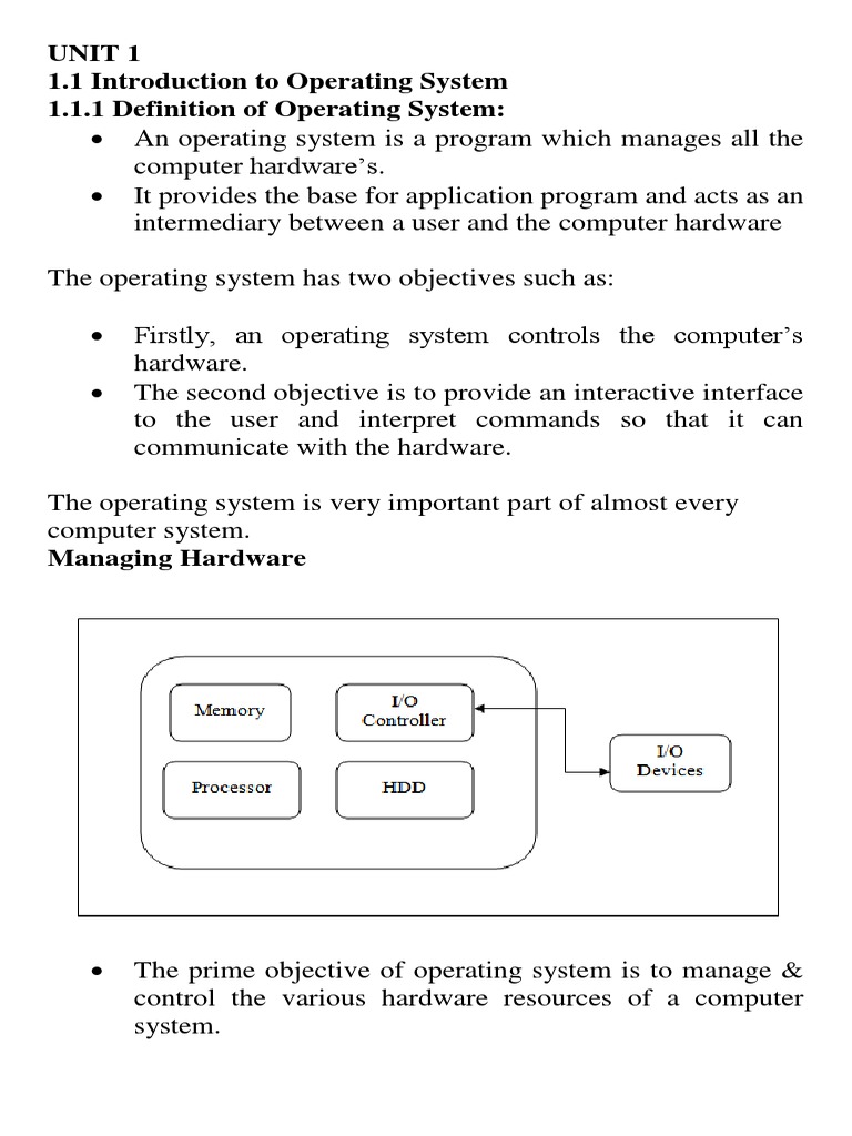 Unit 1 1.1 Introduction To Operating System 1.1.1 Definition of Operating System | PDF | Thread ...