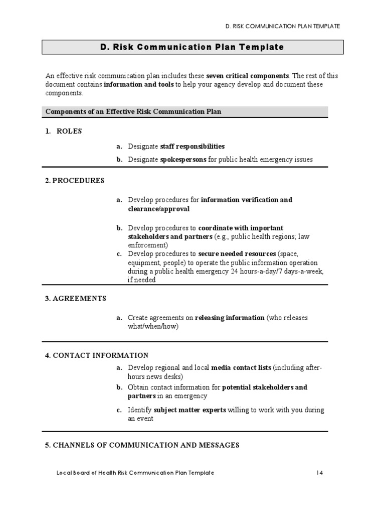 Risk Management Communication Plan