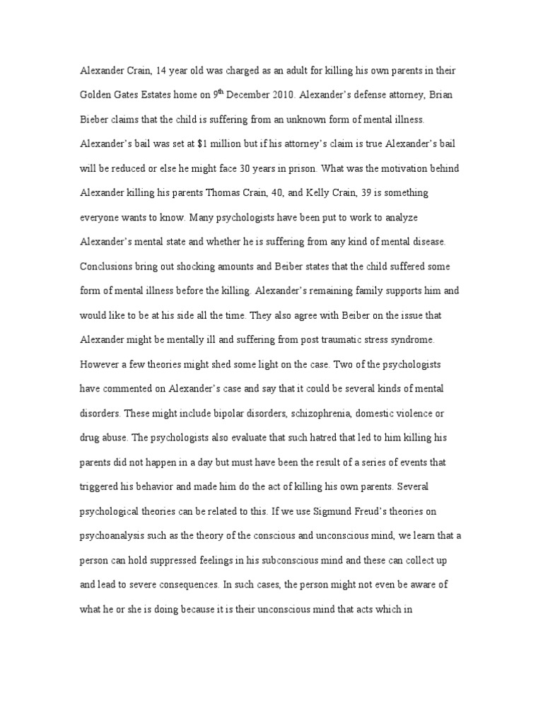 Alexander Crain | PDF | Mental Disorder | Unconscious Mind