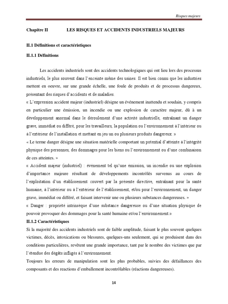 Chapitre II Risques Industriels Et Catastrophes Naturelles | PDF | Risque | Métaux