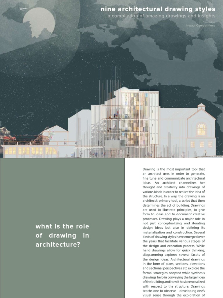 9 Architectural Drawing Styles | PDF | Drawing | Collage