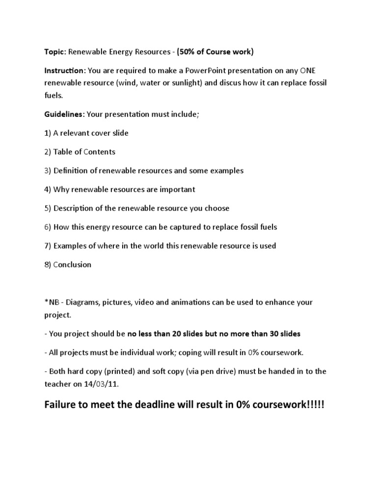 Renewable Energy Resources Project | PDF