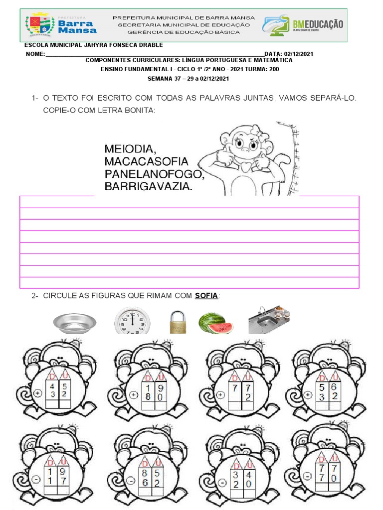 Sequência Didática Macaca Sofia | PDF