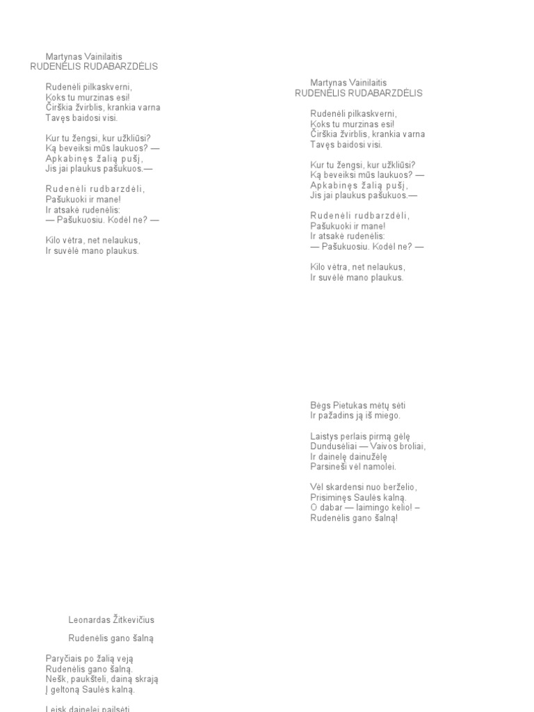 Eilerasciai Apie Rudeni | PDF