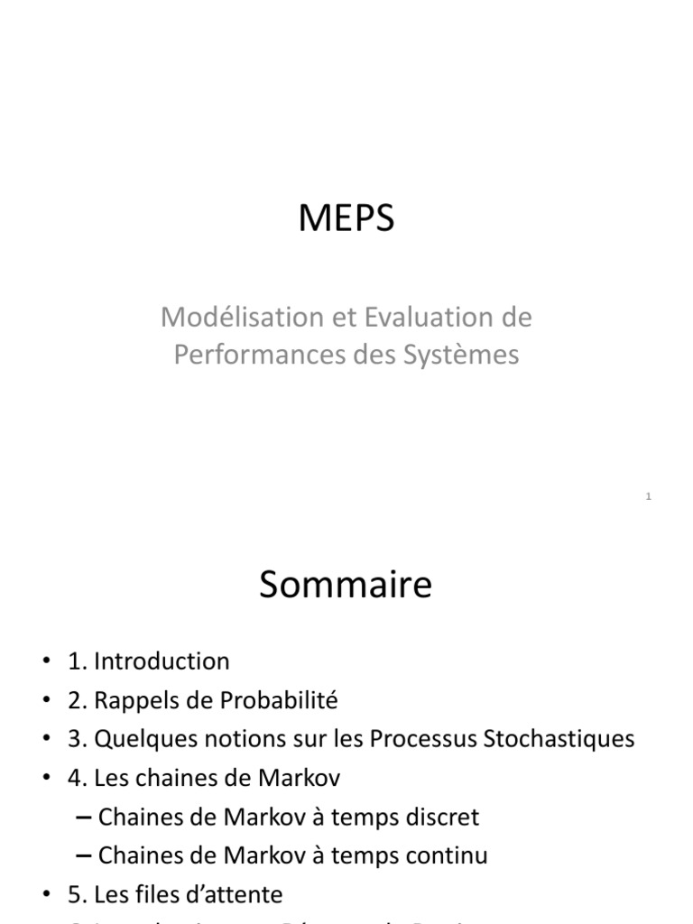 MEPS Presentation 2020 - 21 | PDF | Chaîne de Markov | Processus stochastique
