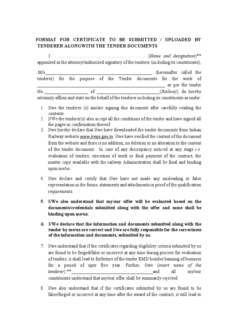 Certificate of Accuracy and Authorization: Format and Requirements for ...