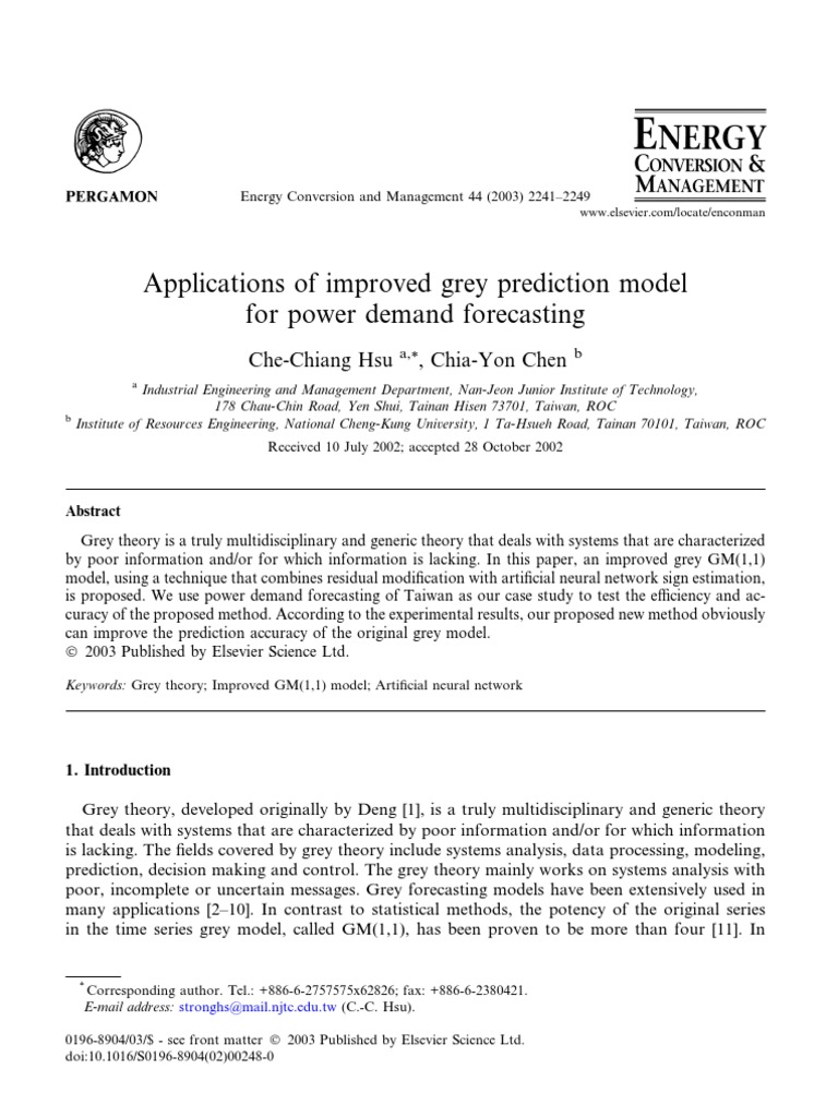 Applications of Improved Grey Prediction Model | PDF | Forecasting ...