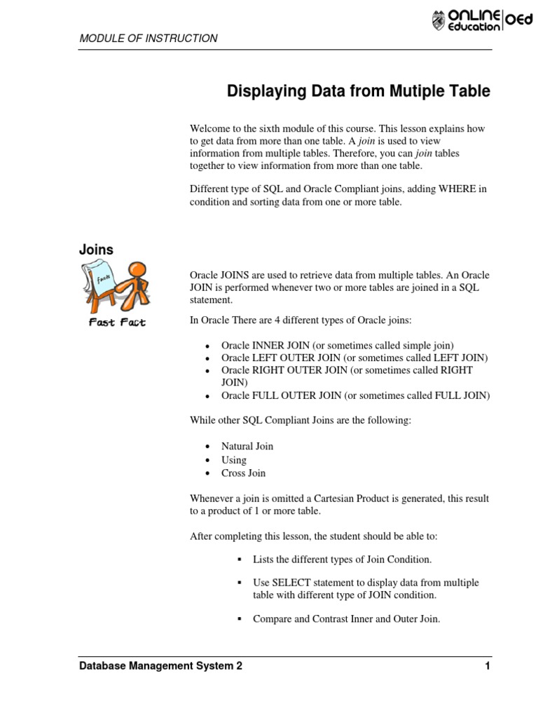 Displaying Data From Mutiple Table: Joins | PDF | Table (Database) | Software Engineering