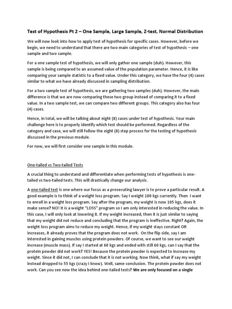 Test Of Hypothesis Part 2 Pdf Statistical Hypothesis Testing