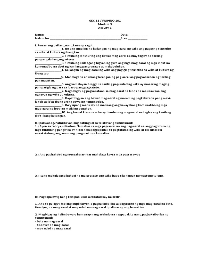 Module 3 Activity 1 | PDF