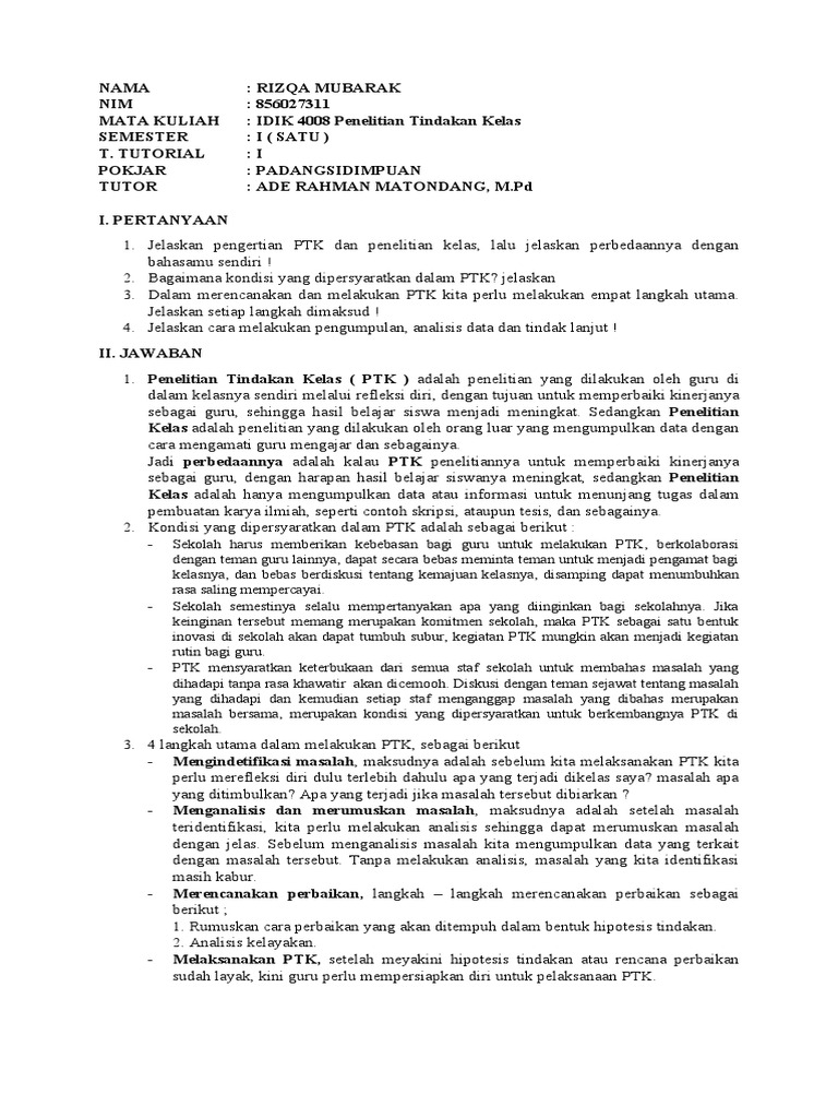 Tugas TT 1 PTK | PDF