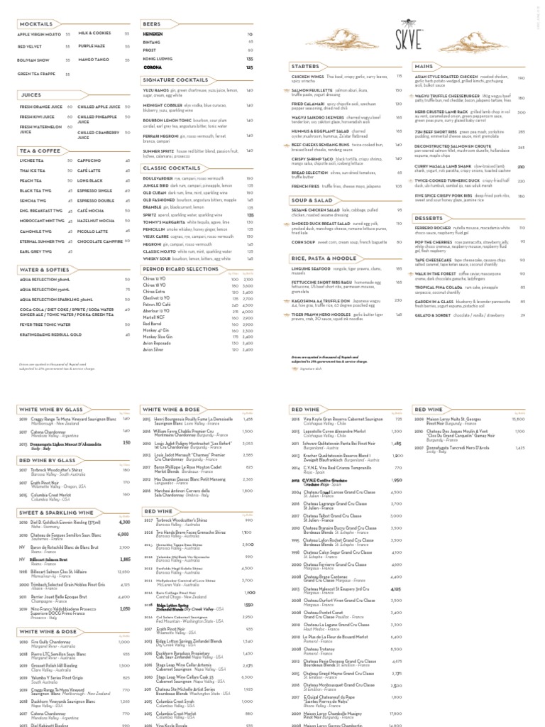 SKYE - SINGLE USE MENU June A3 The Right One | PDF | Foods | Fermented ...