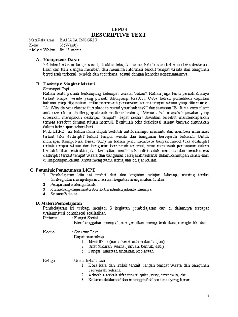LKPD 4 Descriptive | PDF