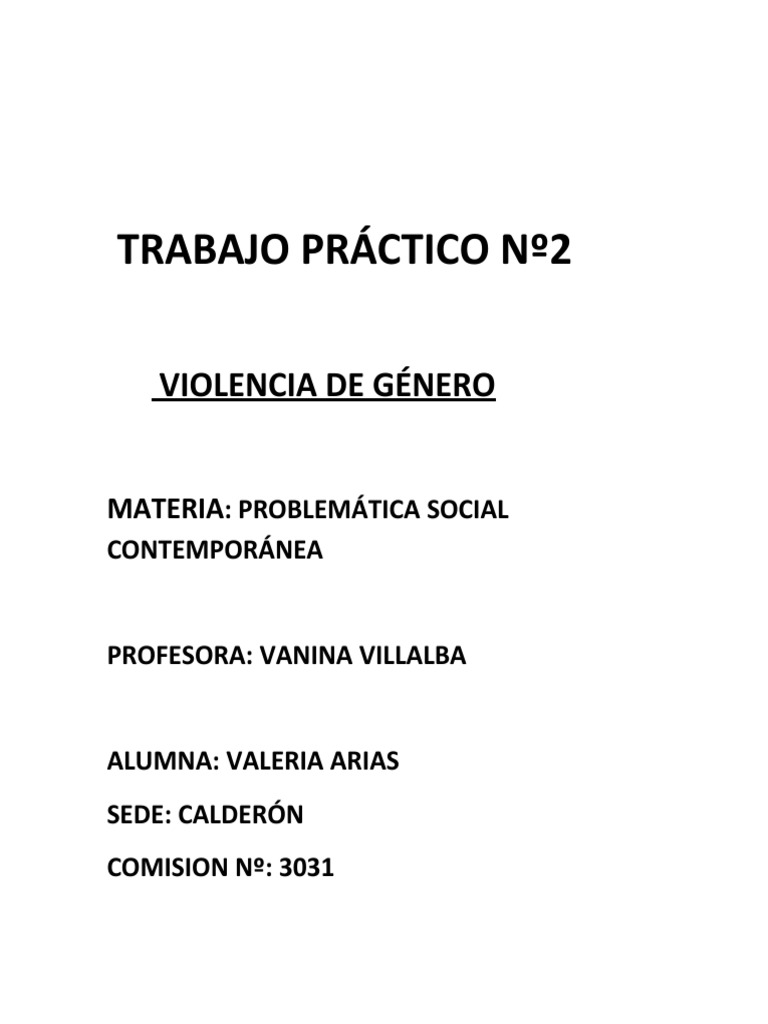 T.P 2 Violencia de Genero | PDF | Violencia | Violencia doméstica