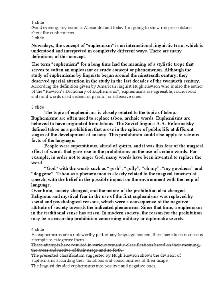 Understanding Euphemisms in Language | PDF | Consciousness | Linguistics