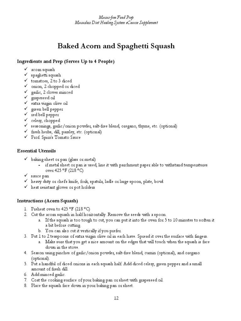 Baked Acorn and Spaghetti Squash | PDF | Spoon | Spaghetti