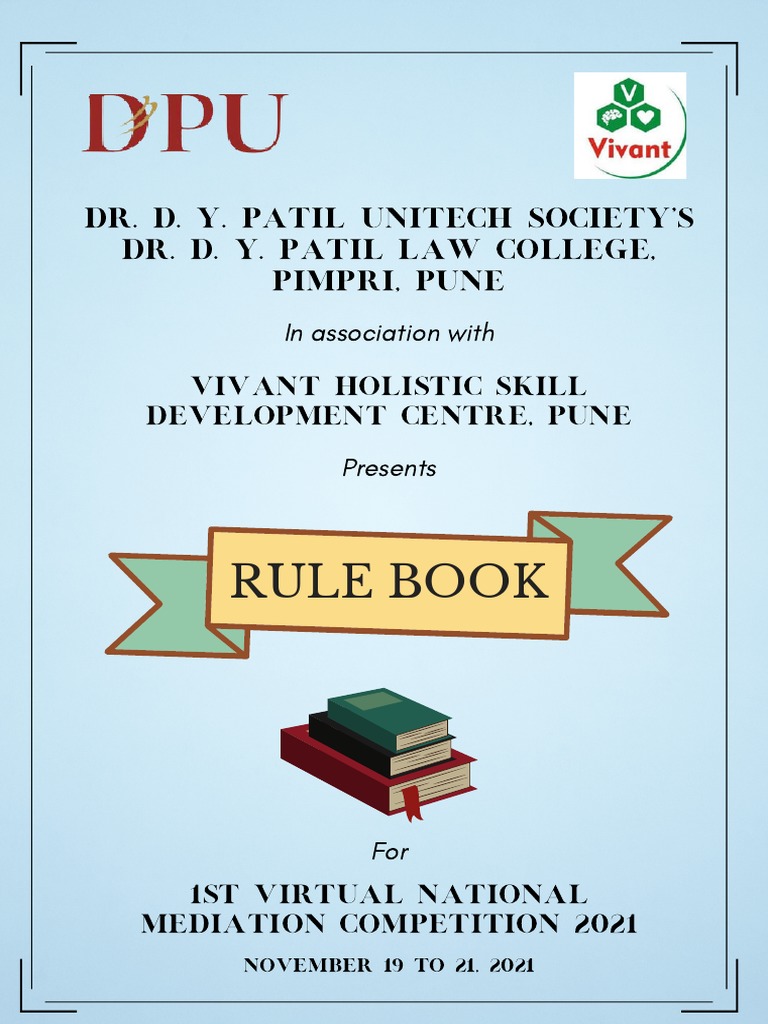 Dr. D. Y. Patil Law College, Pimpri, Mediation Competition Rule Book ...