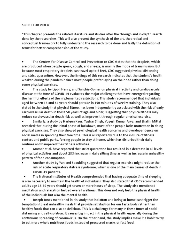 SCRIPT | PDF | Physical Fitness | Health Sciences