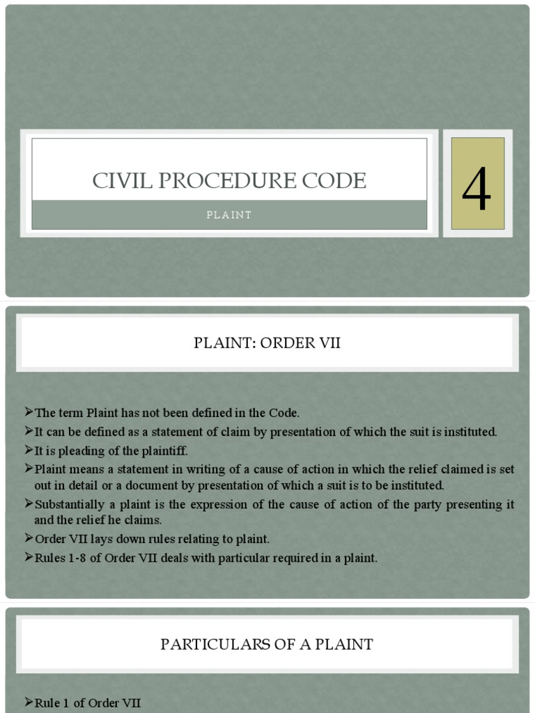 Understanding Plaint in CPC Order VII | PDF | Lawsuit | Pleading