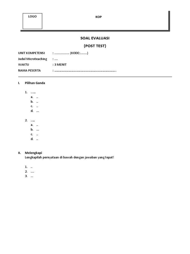 Soal & Kunci Jawaban Evaluasi Microteaching | PDF | Game & Aktivitas | Komputer