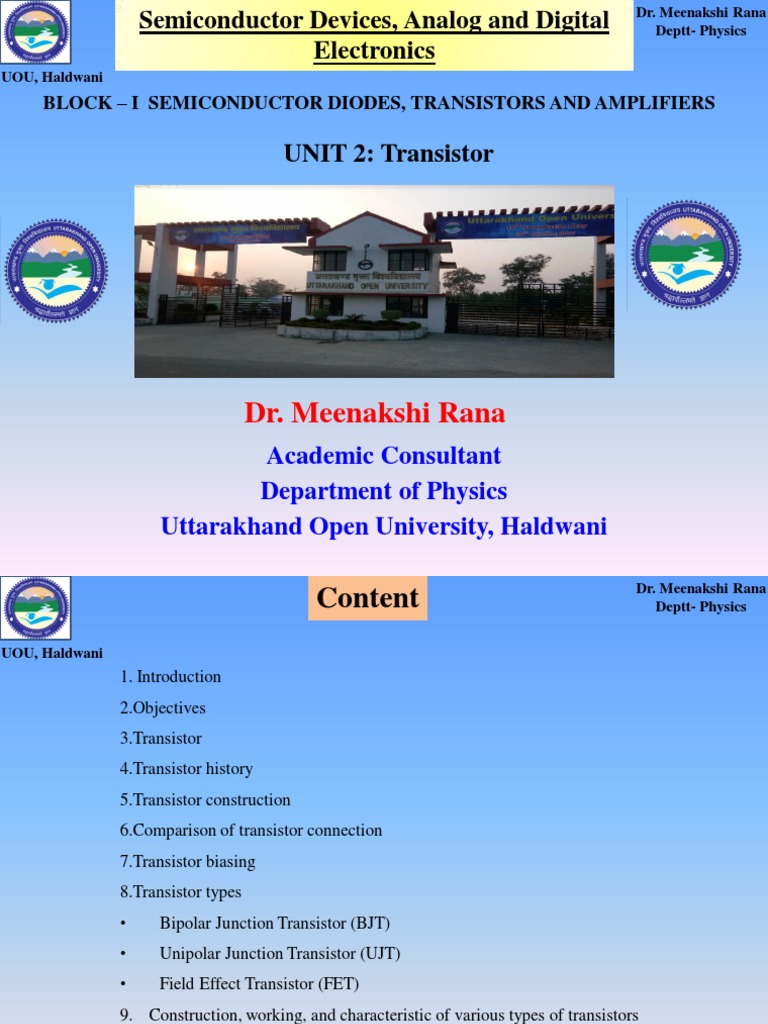 Unit 2 (Transistor) by Dr. Meenakshi Rana | PDF | Field Effect ...