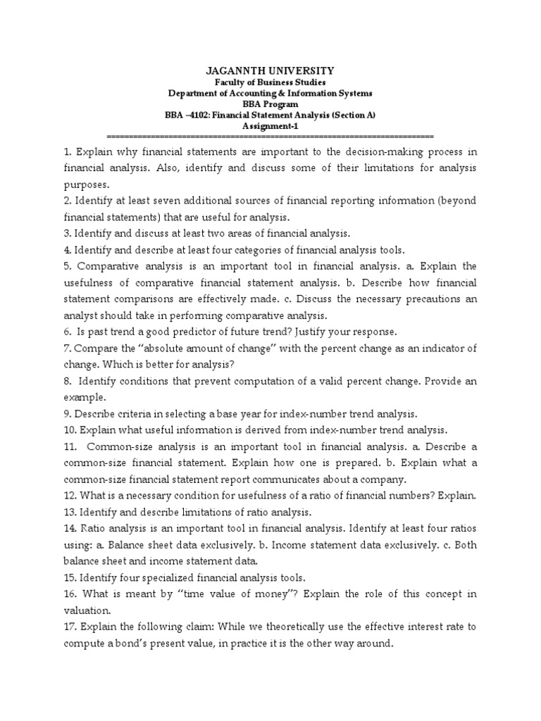 Assignment - 1-Financial Statement Analysis-Jnu-12th Batch | PDF | Fair ...