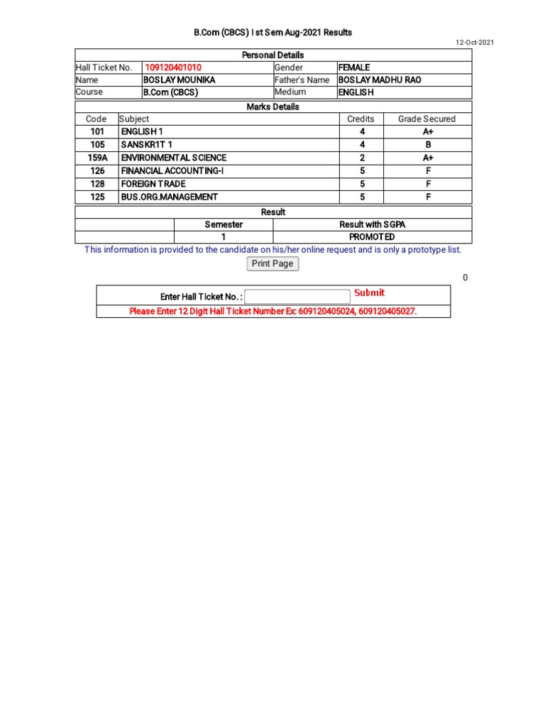 Osmania University Results - 2021 | PDF