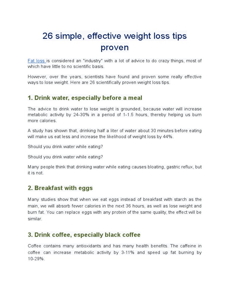 26 Simple, Effective Weight Loss Tips Proven | PDF | Dieting ...