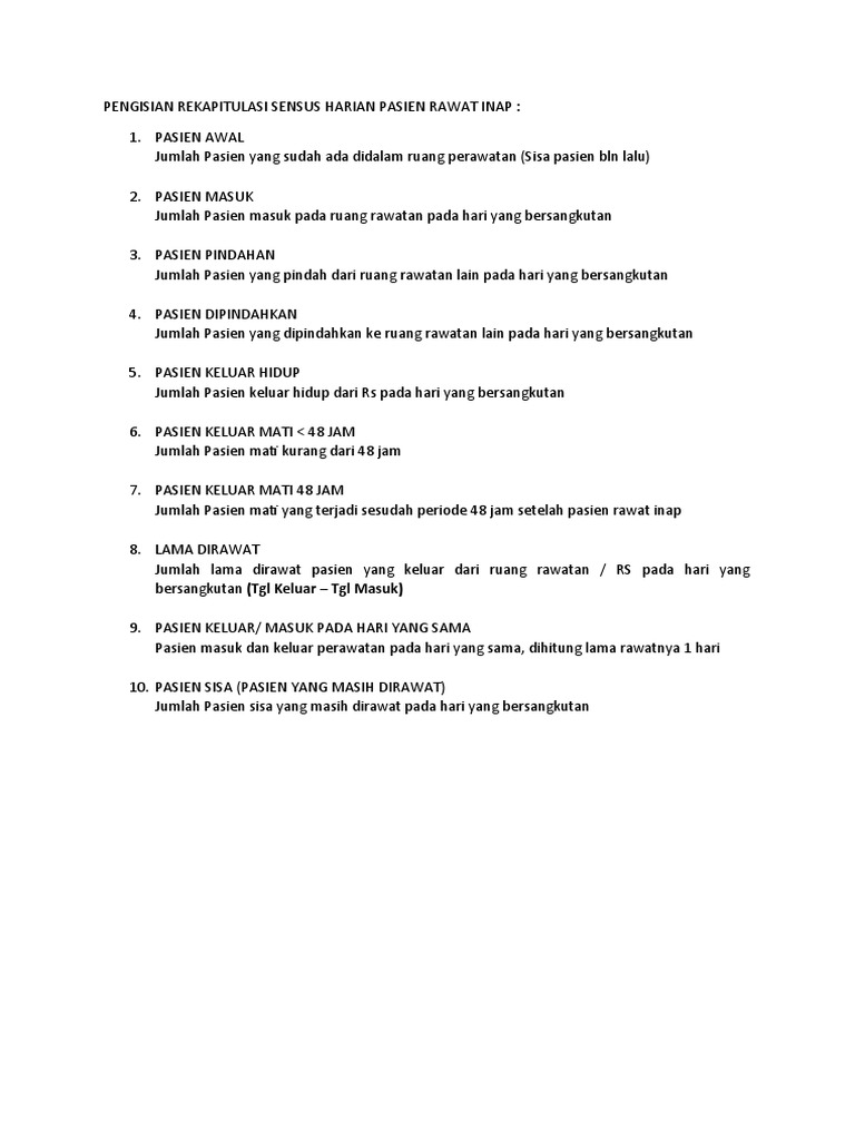 Rekap Sensus Harian Pasien Rawat Inap | PDF