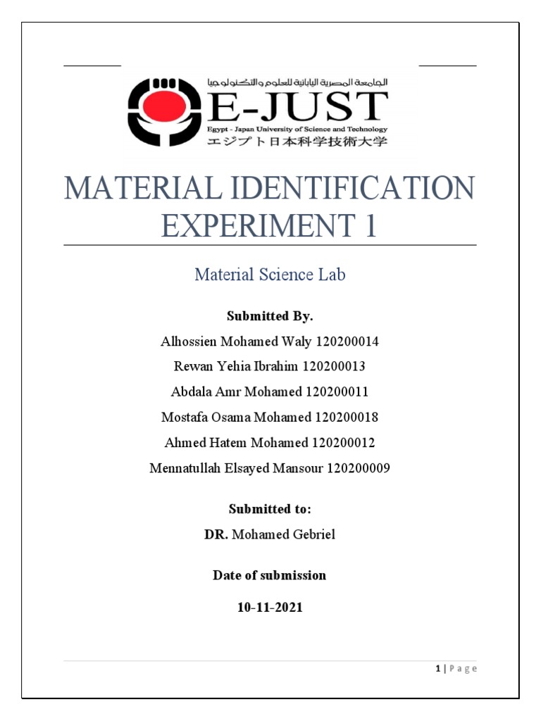 Material Identification Experiment 1 | PDF | Metals | Iron