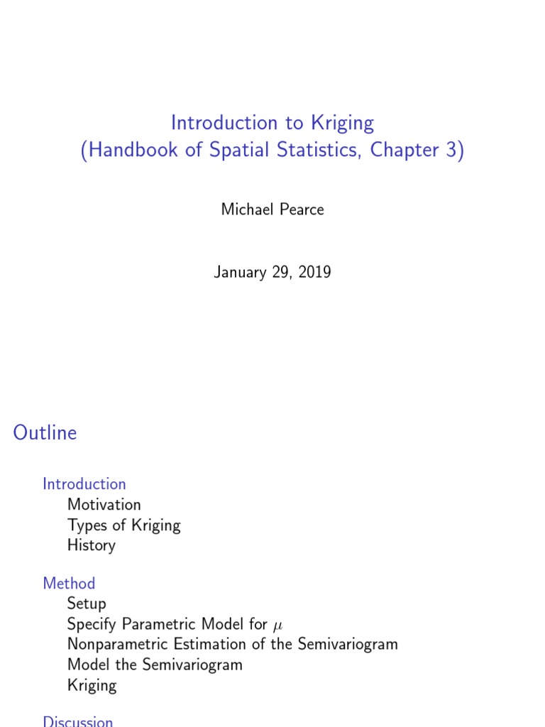 Introduction To Kriging (Handbook of Spatial Statistics, Chapter 3) | PDF | Estimator | Bias Of ...