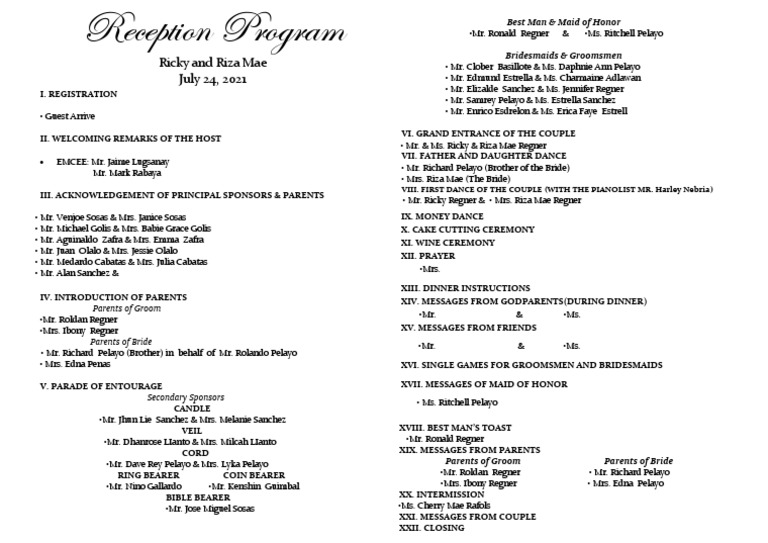 Wedding Program | PDF | Wedding | Bridesmaid