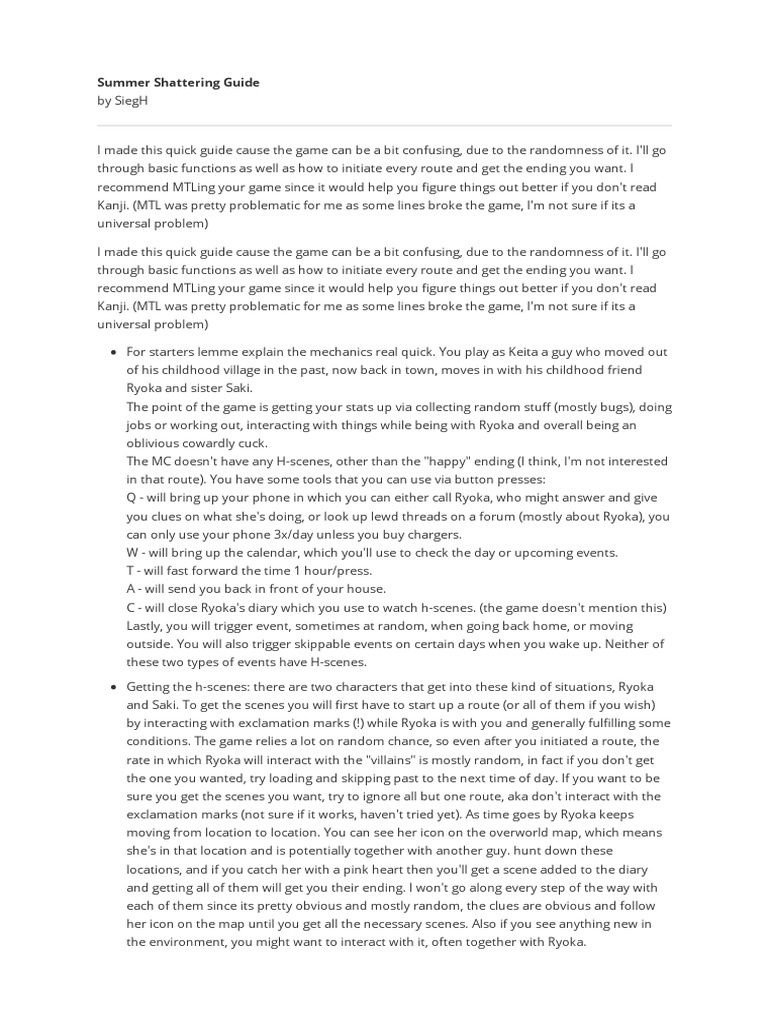 Guide Summer Shattering | PDF