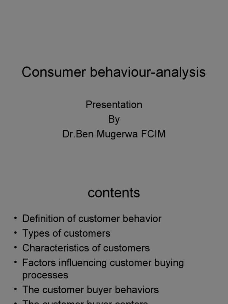 Consumer Behavior Analysis Overview Pdf Behavior Consumer Behaviour