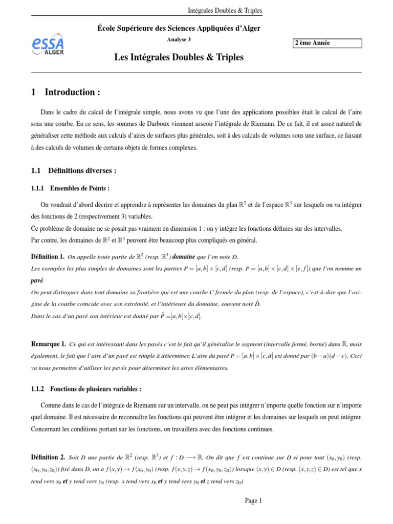 Intégrales Doubles et Triples en Analyse | PDF | Intégral | Mathématiques