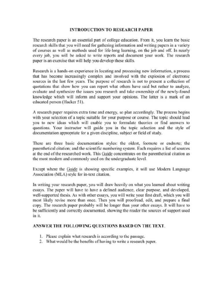 Introduction To Research Paper | PDF