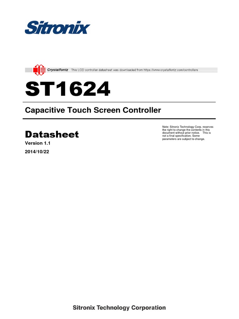 Datasheet: Capacitive Touch Screen Controller | PDF | Touchscreen | Electrical Engineering