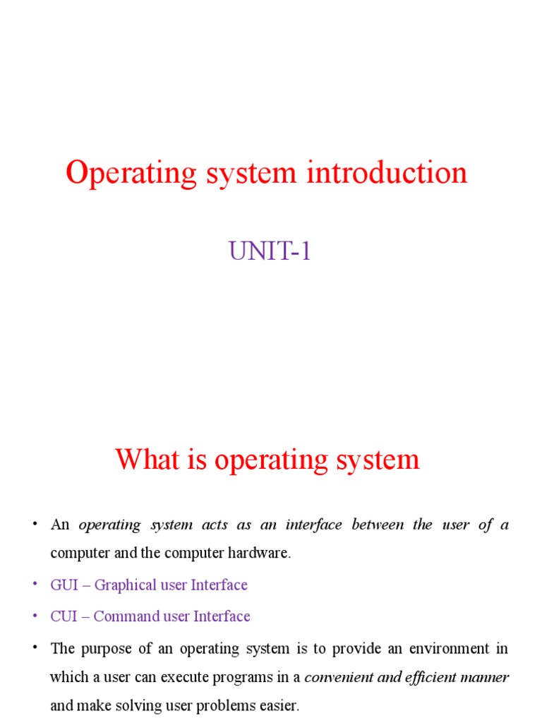1operating System Introduction Pdf Operating System Graphical User Interfaces 
