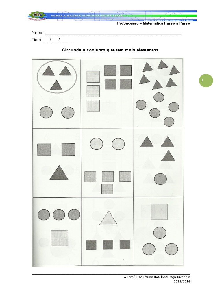 Fichas de Trabalho - Numeros de 1 A 10 - Parte II | PDF | Matemática