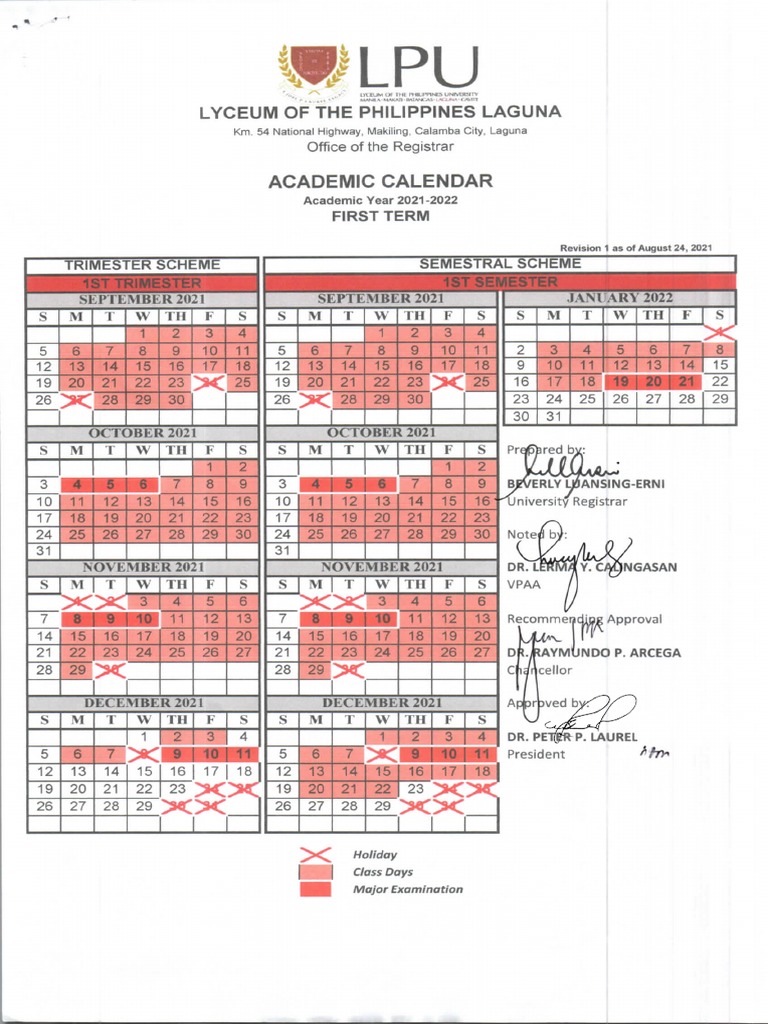 Official Lpul School Calendar 2021 2022 Rev11 | PDF