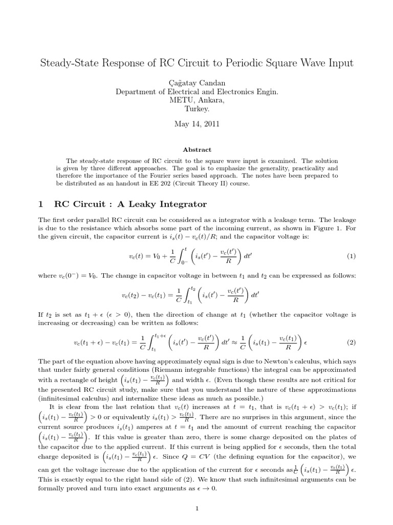 Leaky Integrator RC Circuit | PDF | Capacitor | Electrical Network