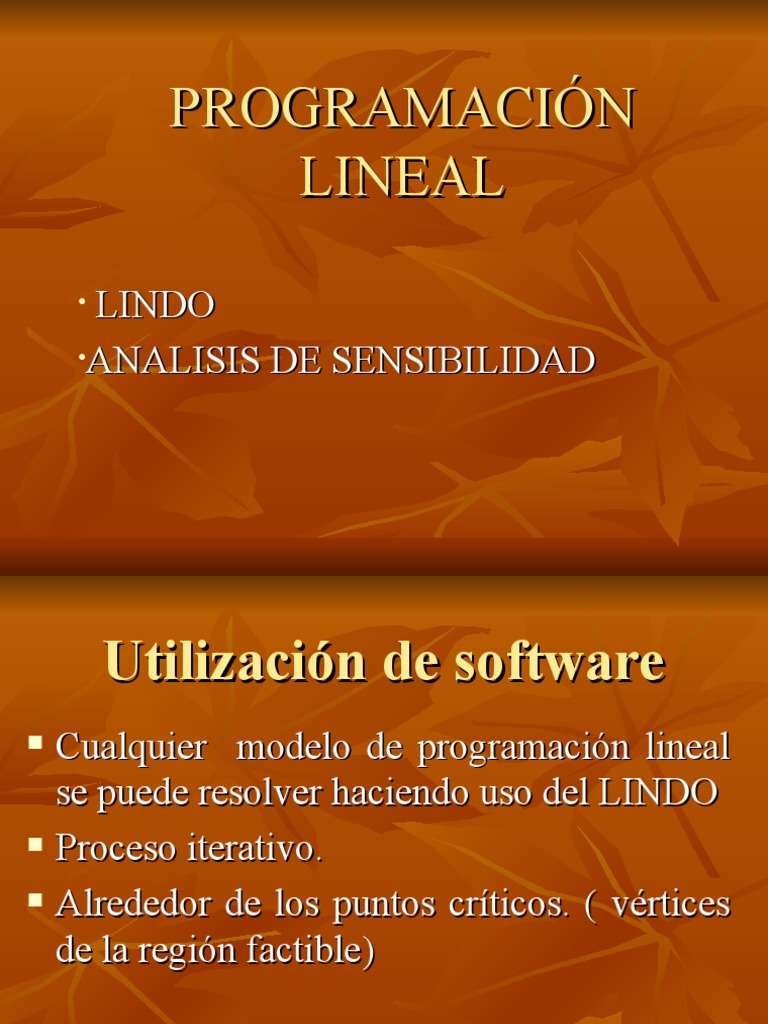 Programación Lineal con LINDO y Análisis de Sensibilidad | PDF ...