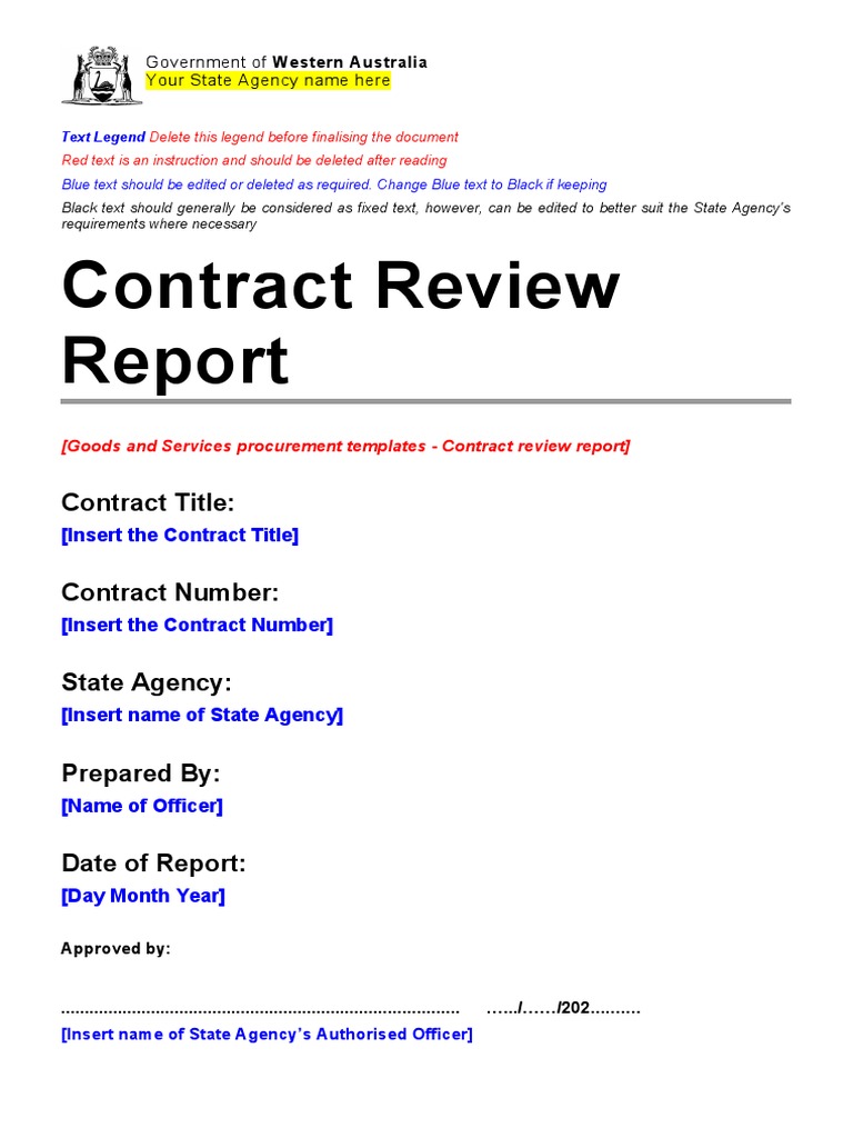 Contract Review Report Template | PDF | Risk | Performance Indicator