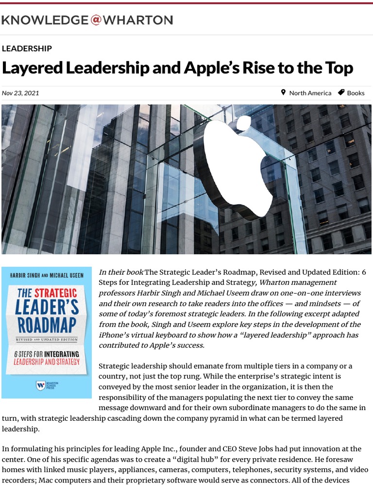 Layered Leadership and Apple's Rise To The Top - Knowledge@Wharton ...